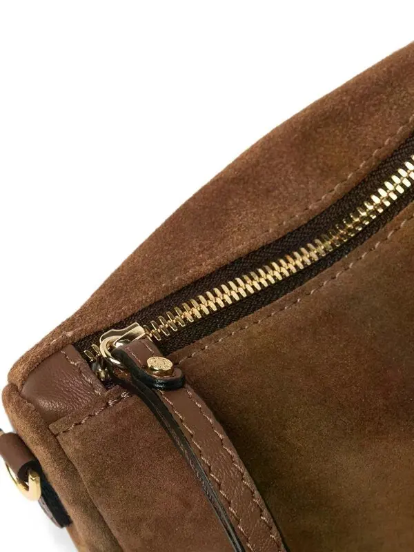 GIANNI CHIARINI Small Nora Pouch Logo-patch Suede Clutch Bag