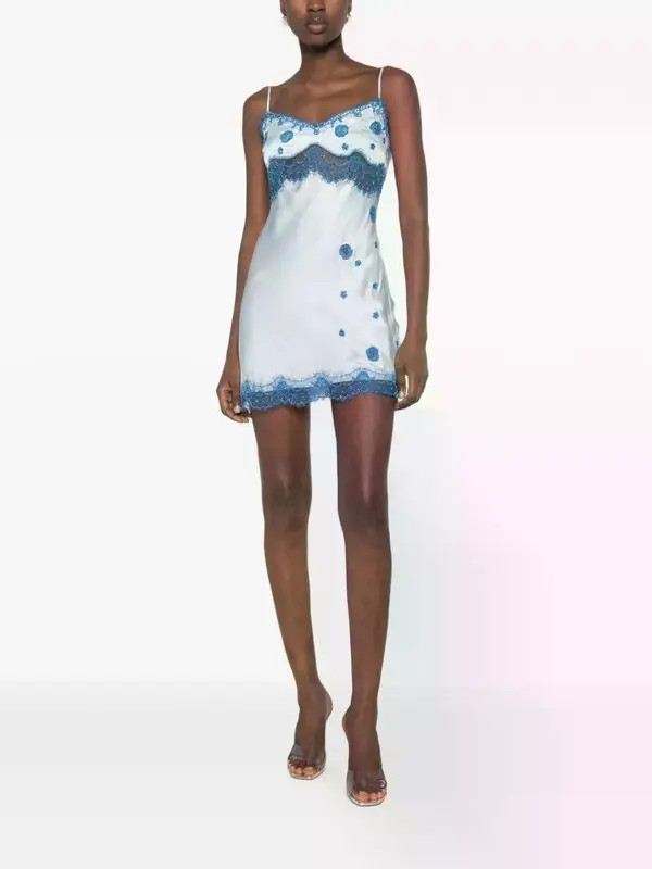 ASTA RESORT Beaded Lace-trim Mini Dress