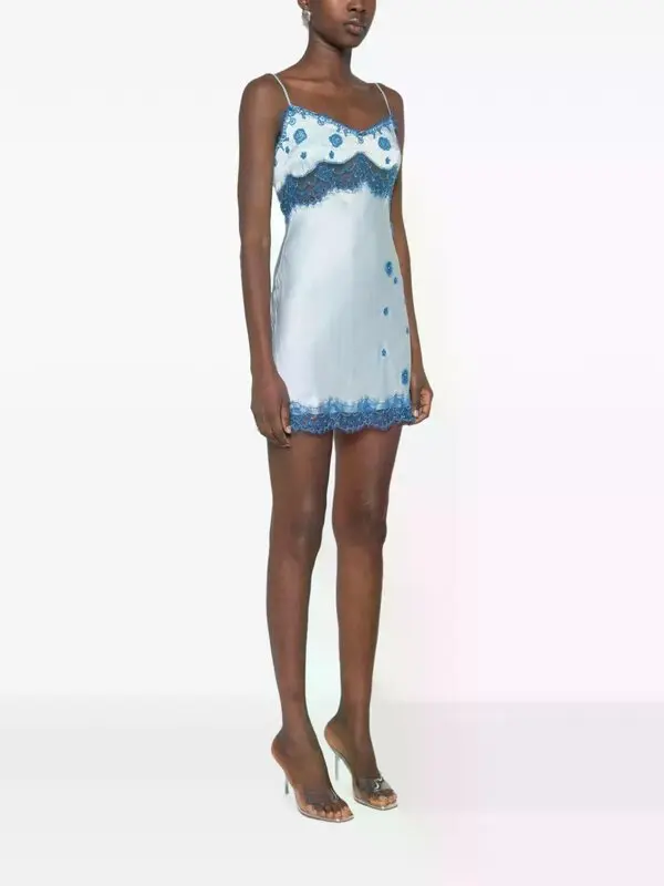 ASTA RESORT Beaded Lace-trim Mini Dress