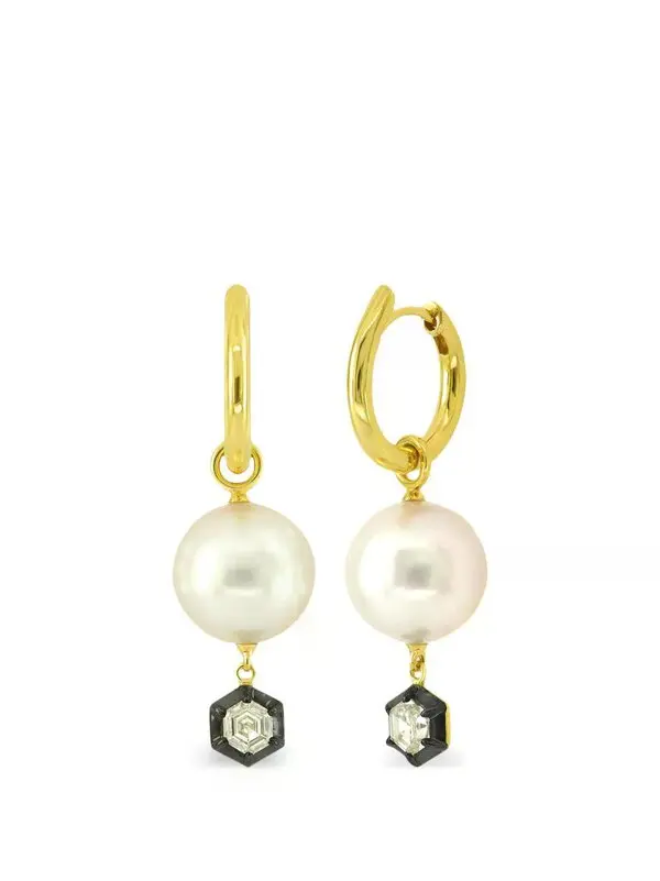 Sutra Embellished Drop Earrings With Pearls And Diamonds - Gold