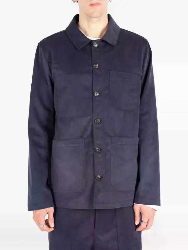 SOCIETE ANONYME Work Button-up Cotton Shirt Jacket - Blue