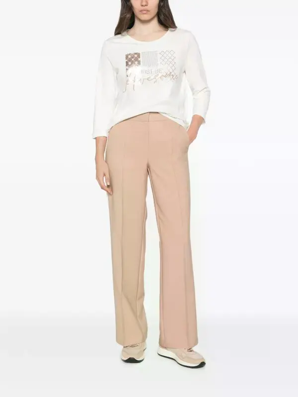 BETTY BARCLAY Side-stripe Crystal-embellished Trousers - Neutrals