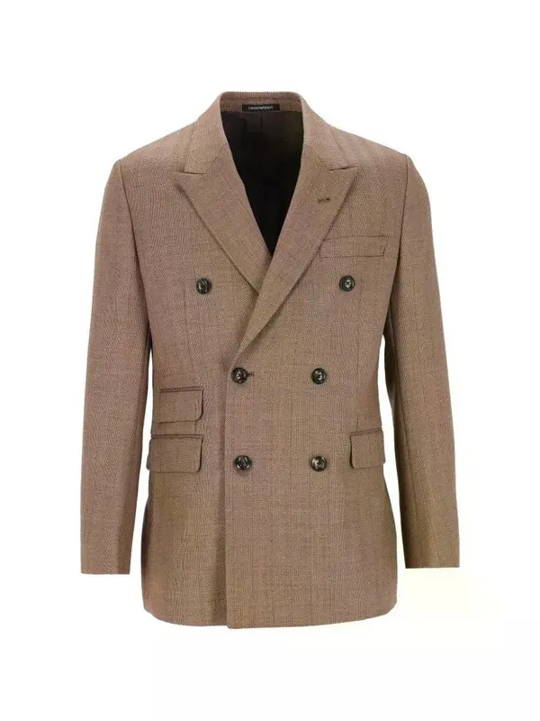 Emporio Armani Lined Blazer In Herringbone Virgin Wool
