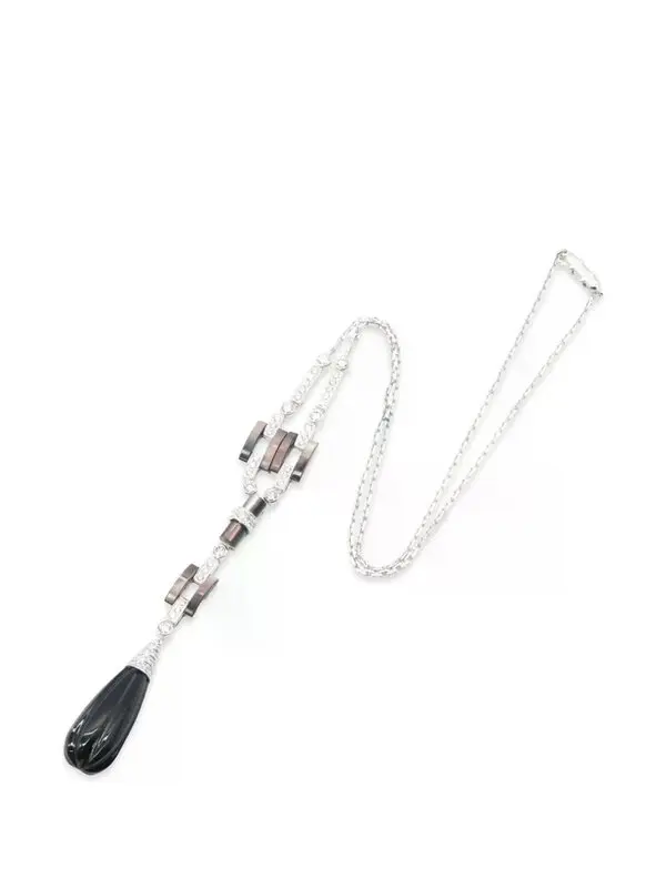 Cartier White Gold Onyx And Diamond Necklace - Silver
