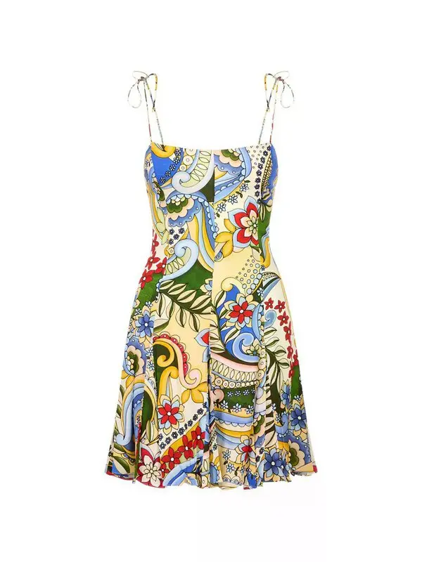 Alice + Olivia Jeanette Tie-strap Mini Dress - Yellow