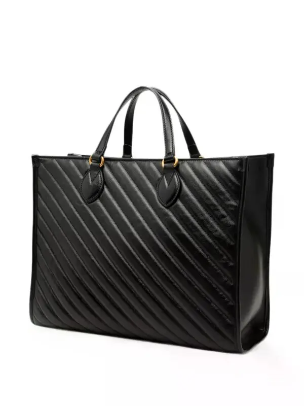 Gucci 2016-2026 Medium Gg Marmont Matelasse Diagonal Calfskin Shopping Tote Satchel - Black