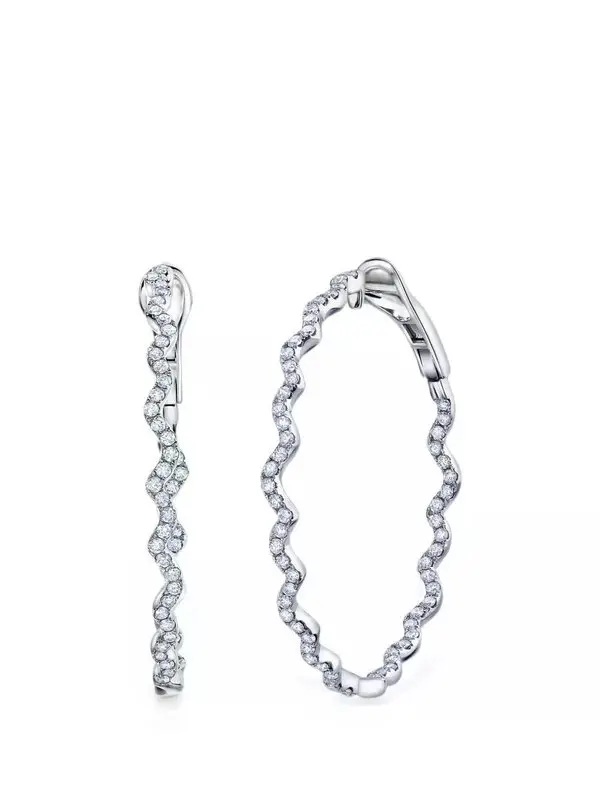 GRAZIELA Rio Diamond Hoop Earrings - Silver