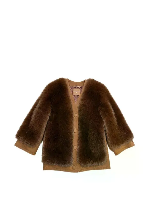 Ermanno Scervino Faux-fur Panelled Coat - Brown