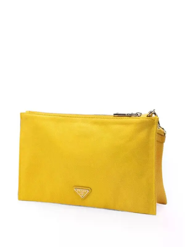 Prada 2013-2026 Embossed Logo Canvas Wristlet Clutch Bag