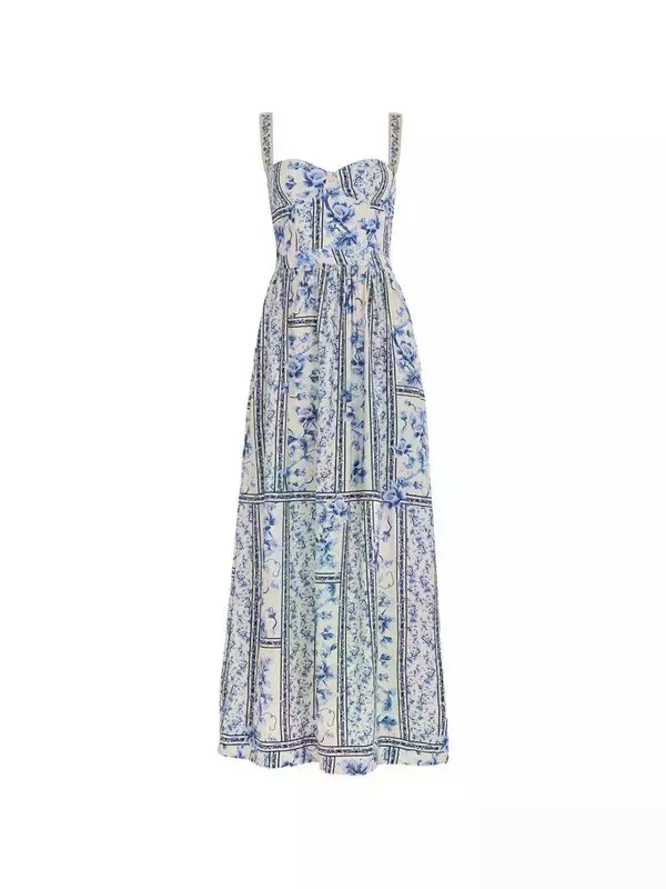 Agua Bendita Marcia Floral-print Smocked Dress - Neutrals