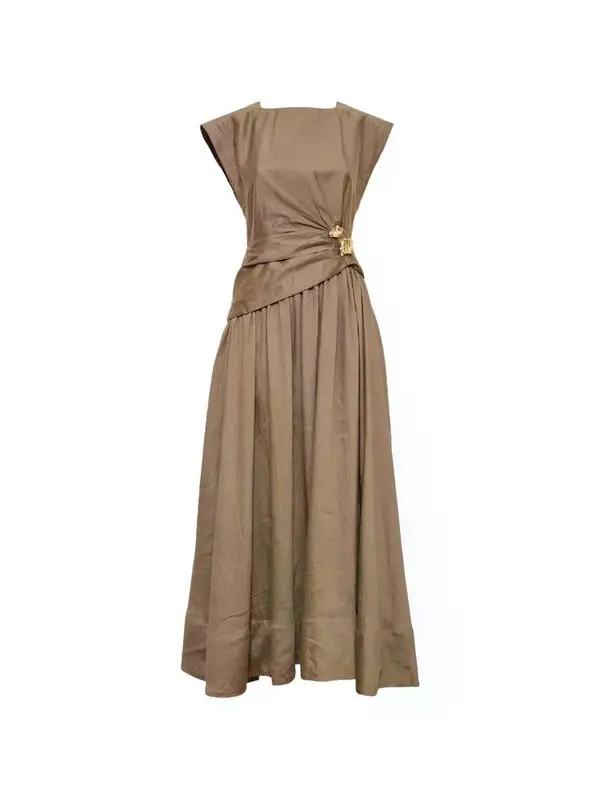 Acler Mannersly Gathered-waist Maxi Dress - Brown