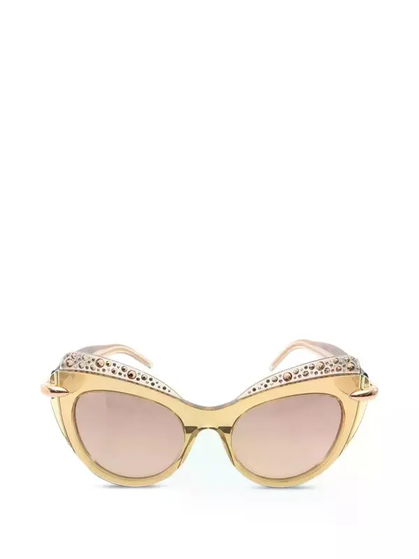 Pomellato Cat-eye Frame Rhinestone Embellished Sunglasses - Neutrals