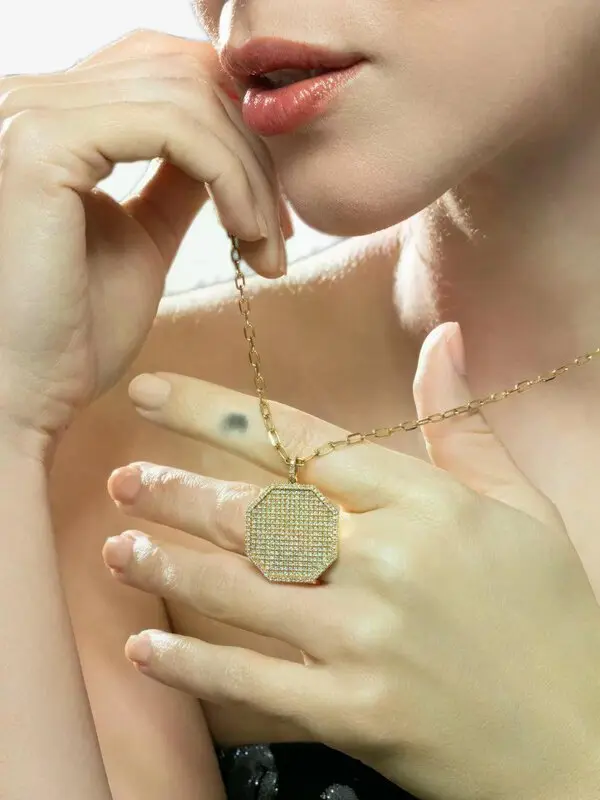 Shay Diamond Octagon Disc Necklace