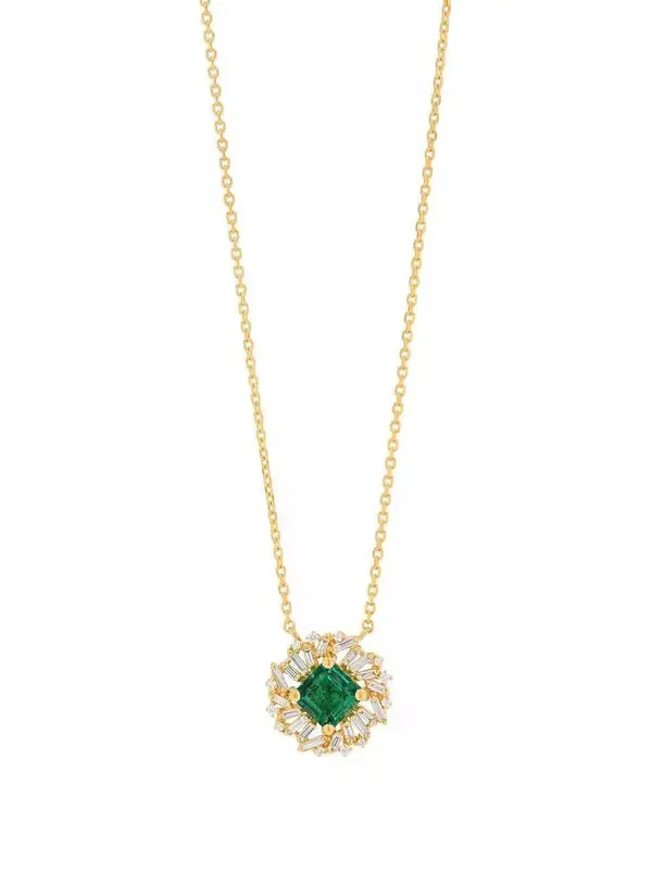 SUZANNE KALAN Emerald And Diamond Pendant Necklace - Gold