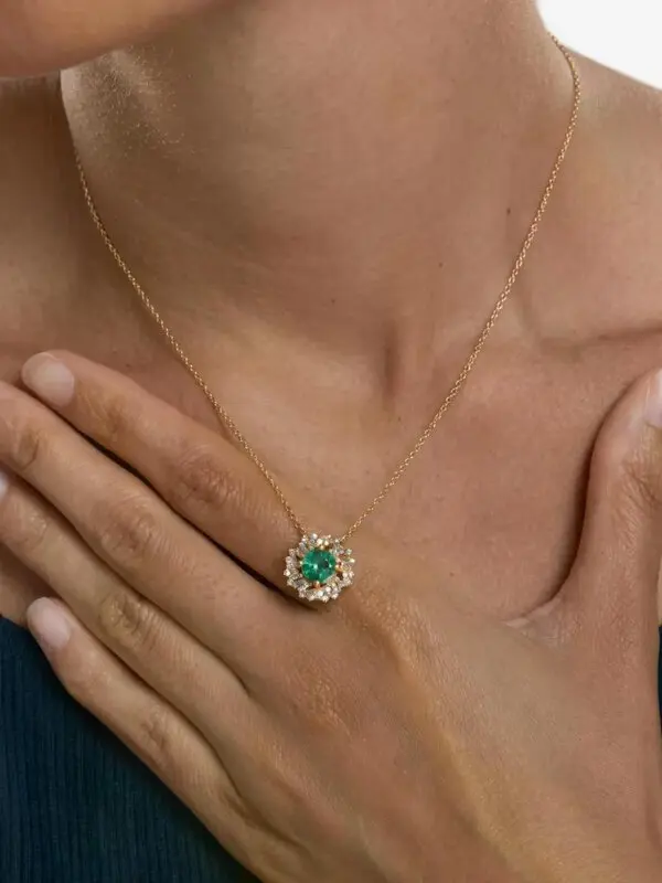 SUZANNE KALAN Emerald And Diamond Pendant Necklace