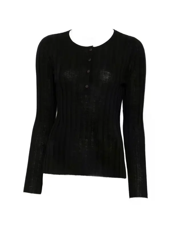 HUGENBERG Ribbed Knit Henley Long Sleeve Top