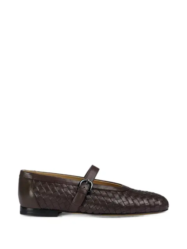 DOUCAL'S Interwoven Leather Ballet Flats - Brown