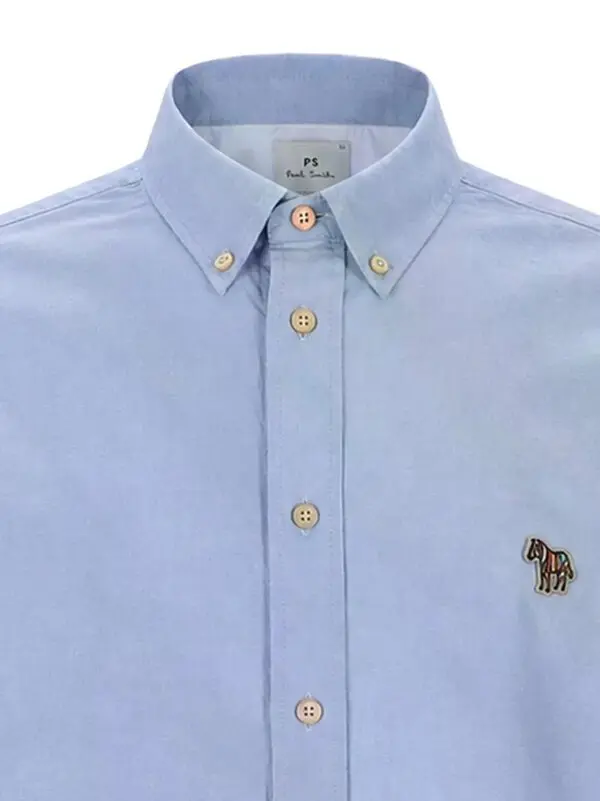 Paul Smith Zebra-patch Button-down Shirt - Blue