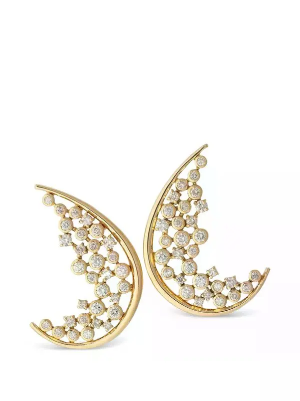 DENISE CASSOU 18k Yellow Diamond Crescent Earrings - Gold