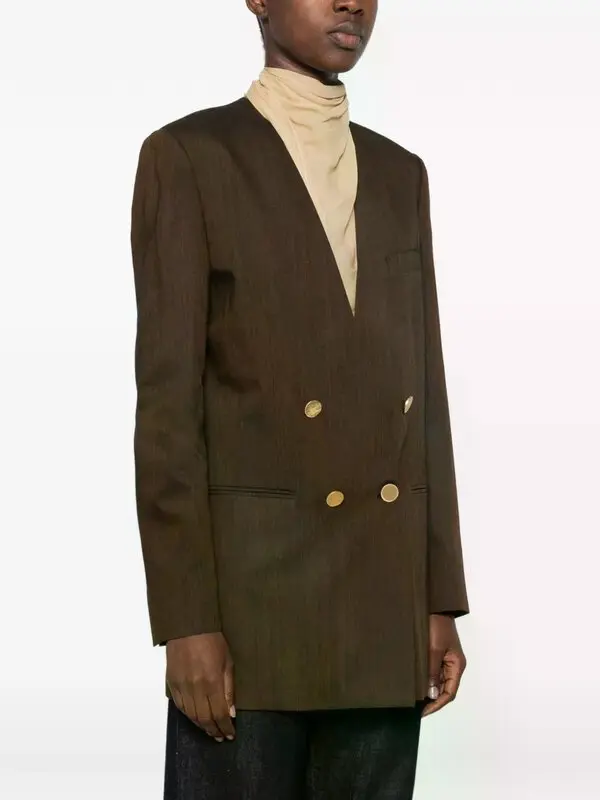 Alberta Ferretti Chest-pocket Double-breasted Blazer - Brown