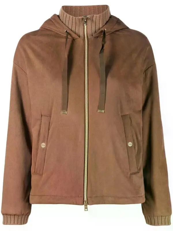 Herno Layered Drawstring Hood Jacket - Neutrals