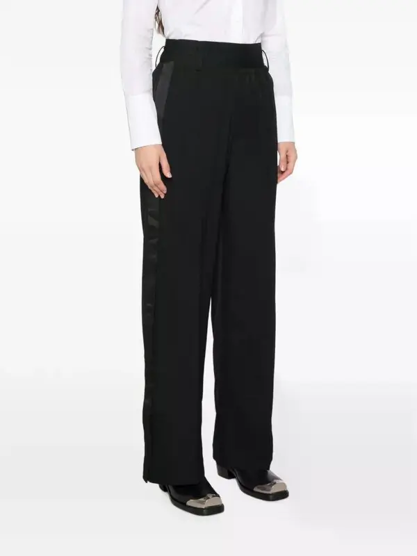 ALAINPAUL Satin-stripe Wide-leg Trousers