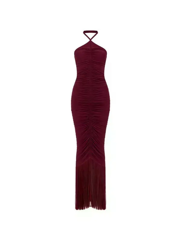 BAOBAB Zoe Ruched Fringe-detail Maxi Dress - Red
