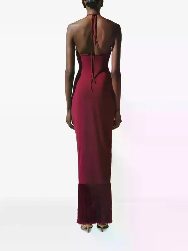 BAOBAB Zoe Ruched Fringe-detail Maxi Dress - Red