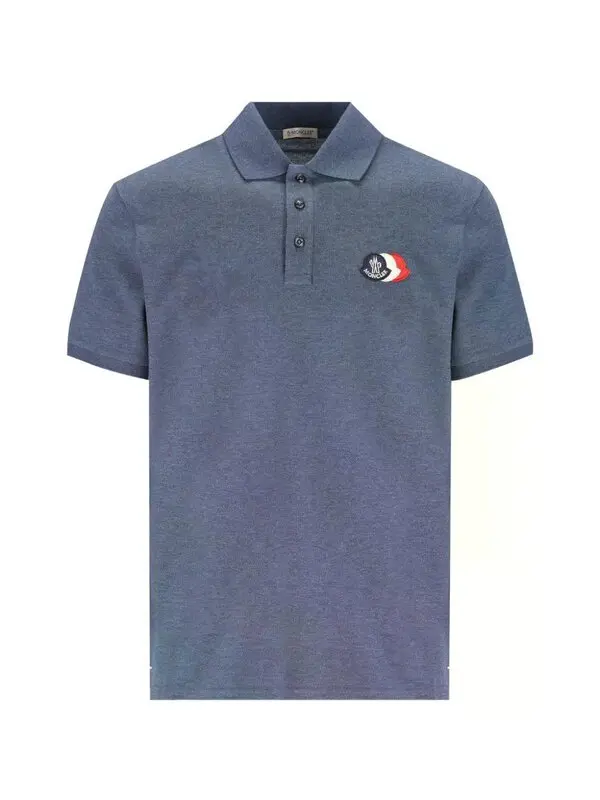 Moncler Cotton Piquet Polo Shirt - Blue