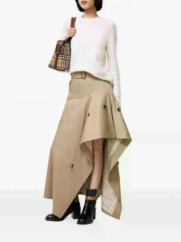 Burberry Gabardine Asymmetric Trench Skirt - Neutrals