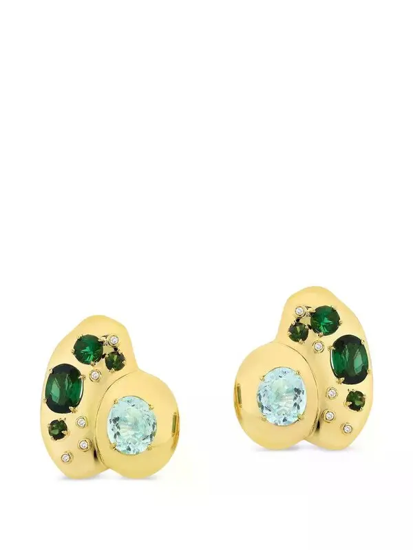 CAROL KAUFFMANN Flintstones Rocks Tourmaline And Topaz Earrings - Gold