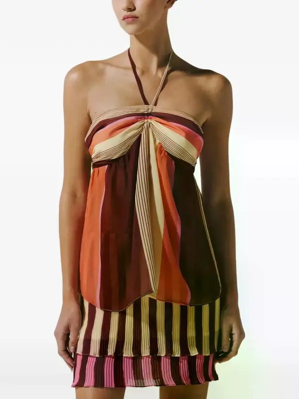 BAOBAB Romina Striped Halterneck Blouse - Brown