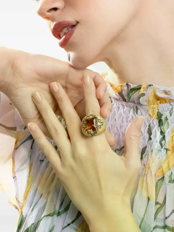 ANDREOLI Citrine And Diamond Ring - Neutrals