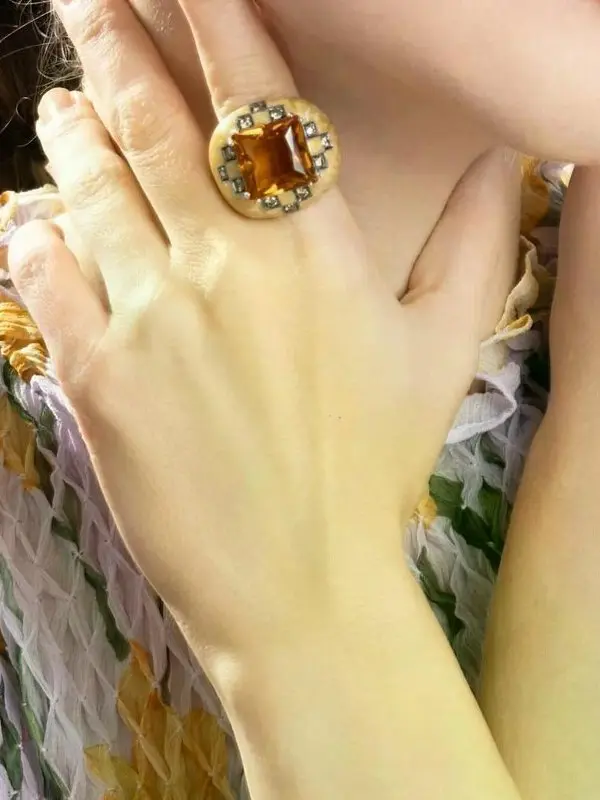 ANDREOLI Citrine And Diamond Ring