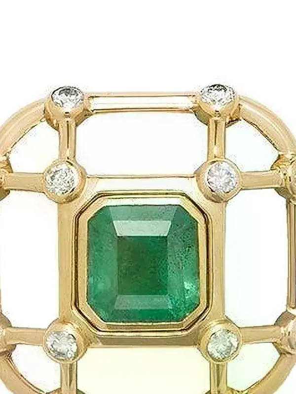 DENISE CASSOU 18k Yellow Emerald And Diamond Earrings - Gold