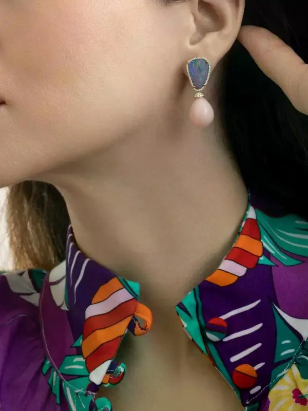 Goshwara G-one Diamonds And Opal Drop Earrings