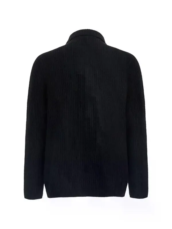 Tagliatore Ribbed-knit Zip-up Cardigan