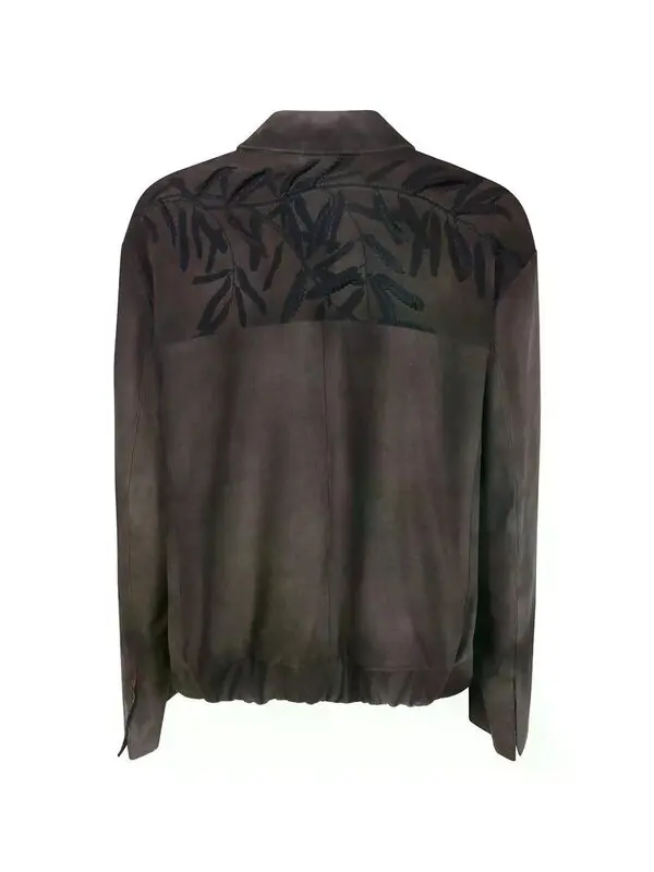 IBRIGU Leaf-embroidered Suede Jacket