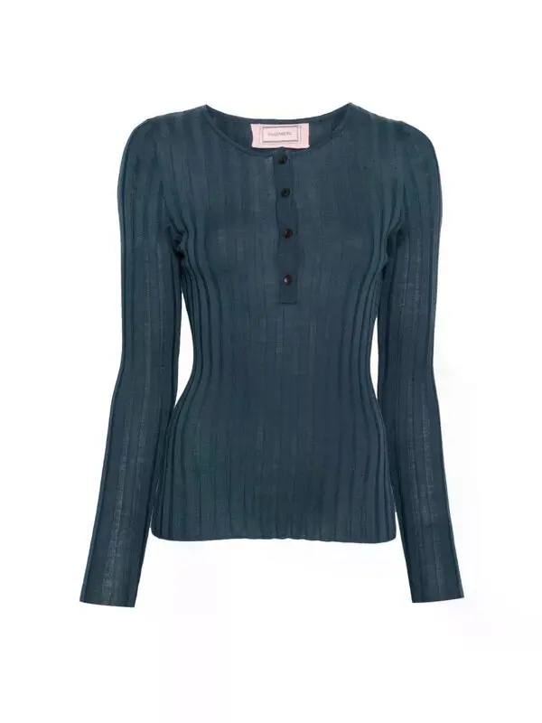 HUGENBERG Ribbed Knit Round Neck Long Sleeve Sweater