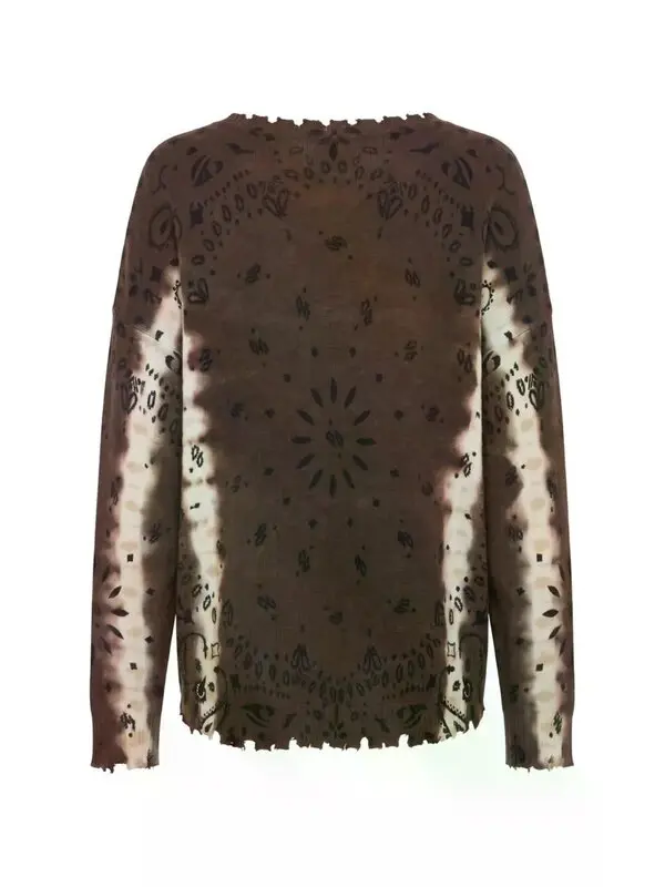 KUJTEN Bandana-print Cashmere Sweater - Brown