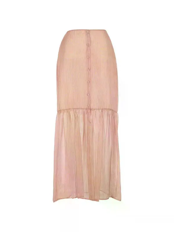 KRISTINA TI Striped Button-front Midi Skirt - Pink