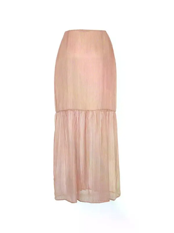 KRISTINA TI Striped Button-front Midi Skirt