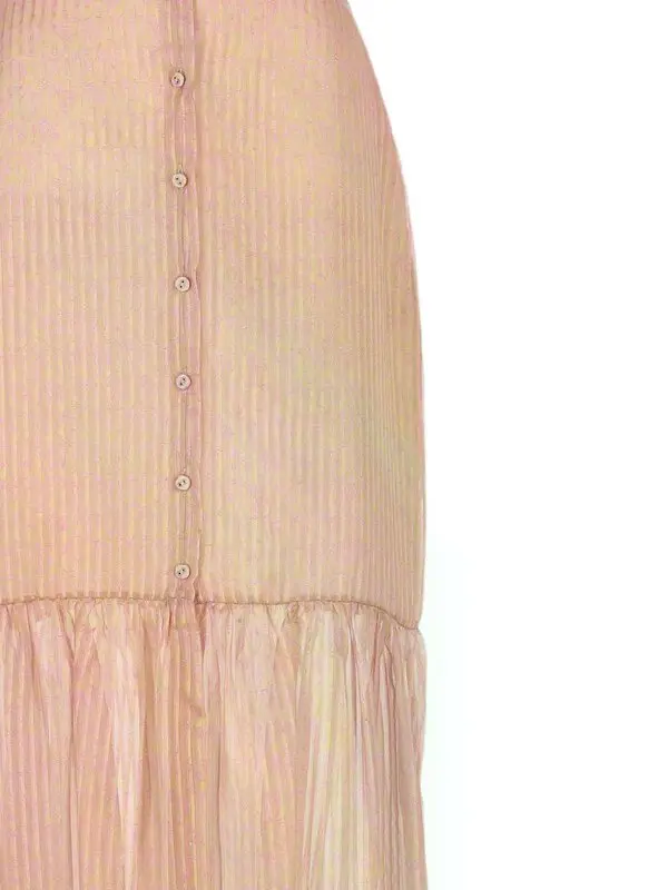 KRISTINA TI Striped Button-front Midi Skirt
