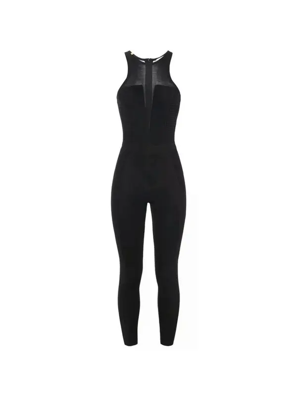 Elisabetta Franchi Knit Sleeveless Jumpsuit With Racerback - Black