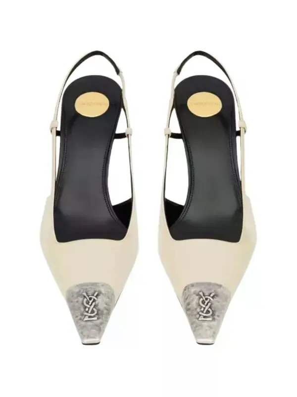 Saint Laurent Slingback Heels With Embellished Toe