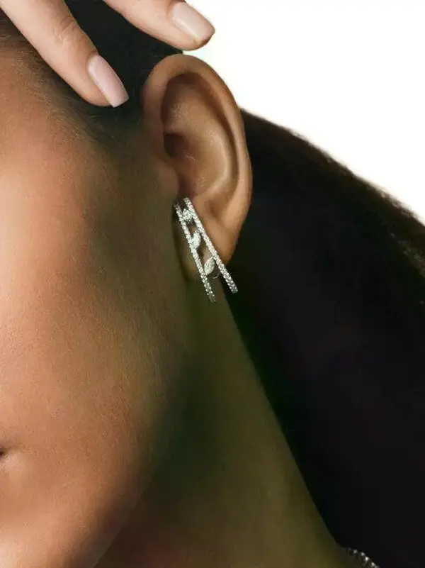 Yeprem Diamond Hoop Earrings In 18k White Gold