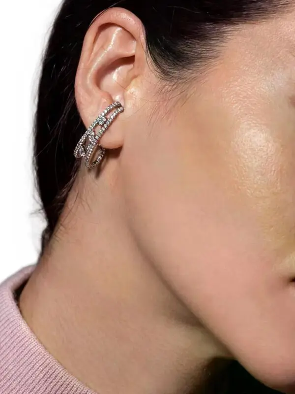 Yeprem Diamond Hoop Earrings In 18k White Gold