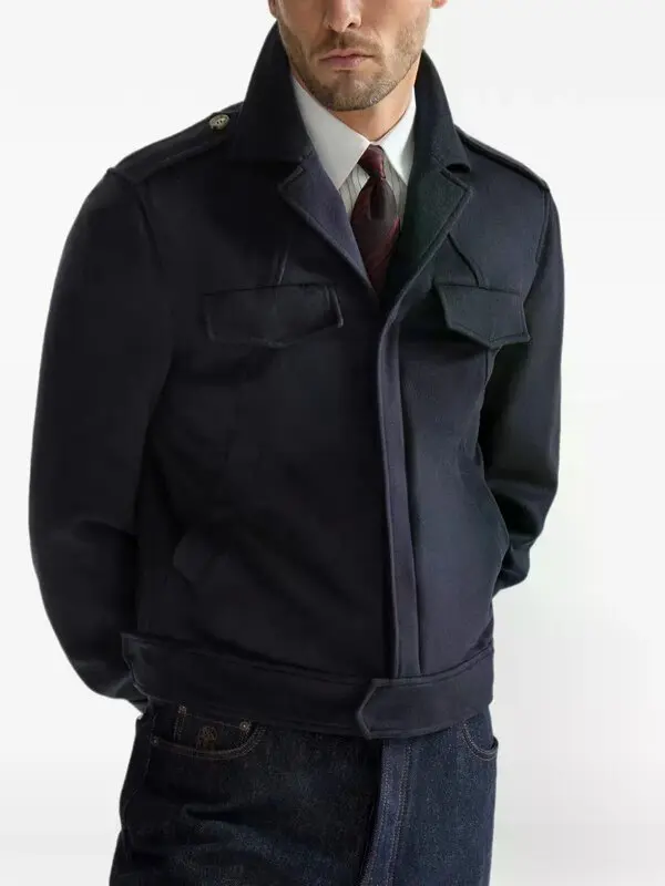 Brunello Cucinelli Lightweight Virgin Wool Cloth Outerwear Jacket With Chest Pockets