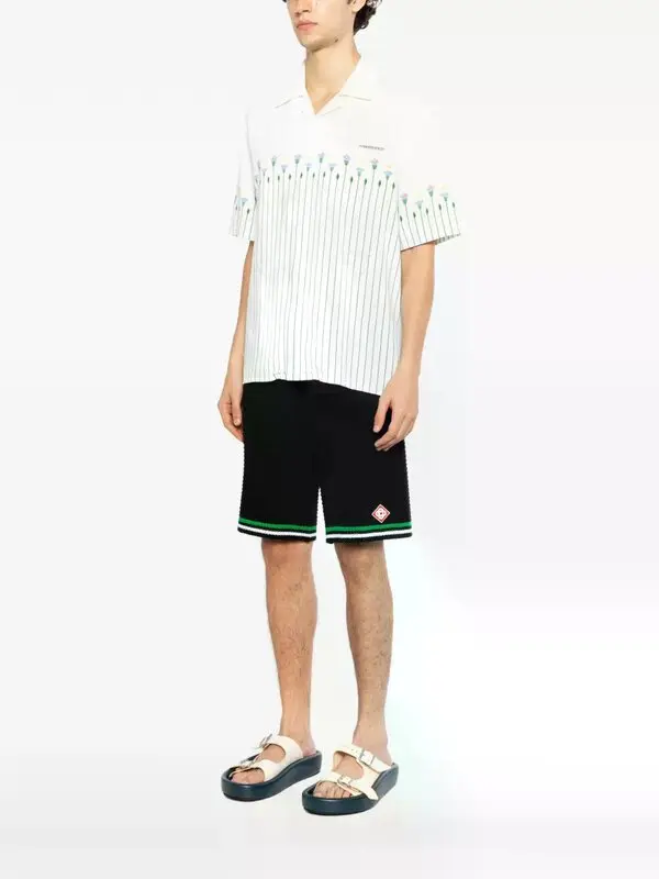 Casablanca Floral-stripe Short-sleeve Shirt