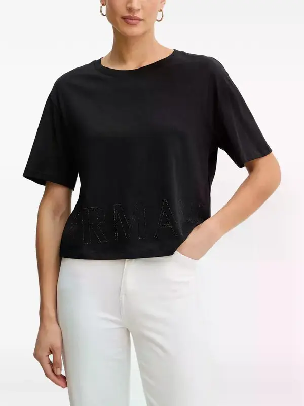 Armani Exchange Rhinestone-embellished Logo-print T-shirt - Black